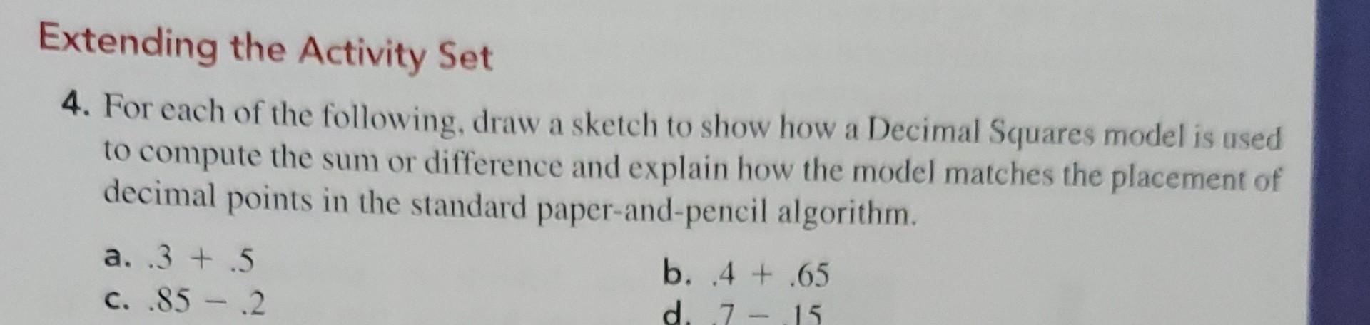 Solved Extending the Activity Set 4. For each of the | Chegg.com