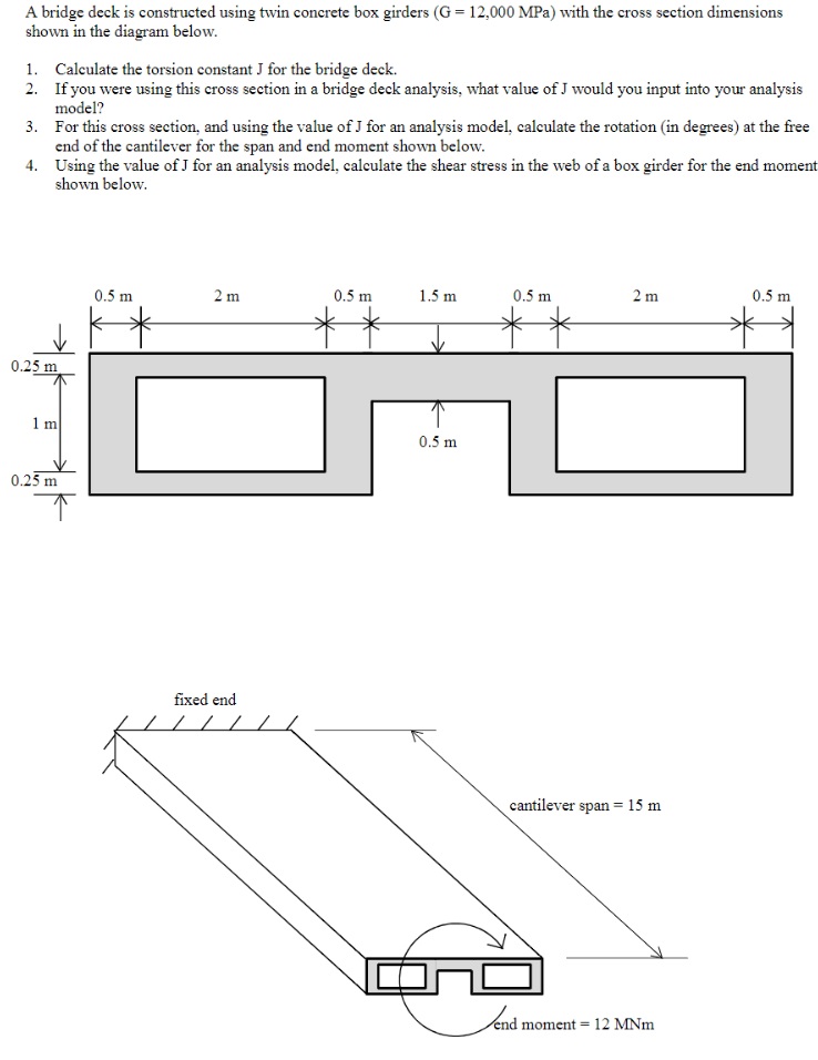 Solved A bridge deck is constructed using twin concrete box | Chegg.com