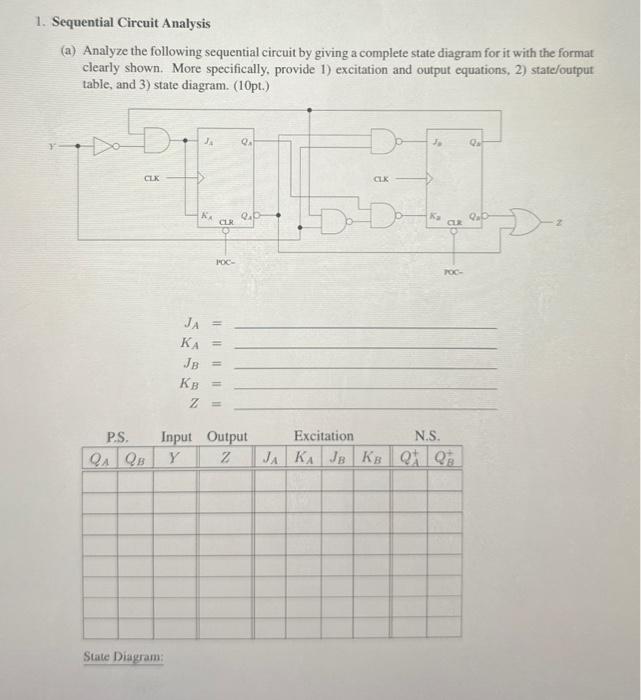 Solved 1. Sequential Circuit Analysis (a) Analyze the | Chegg.com