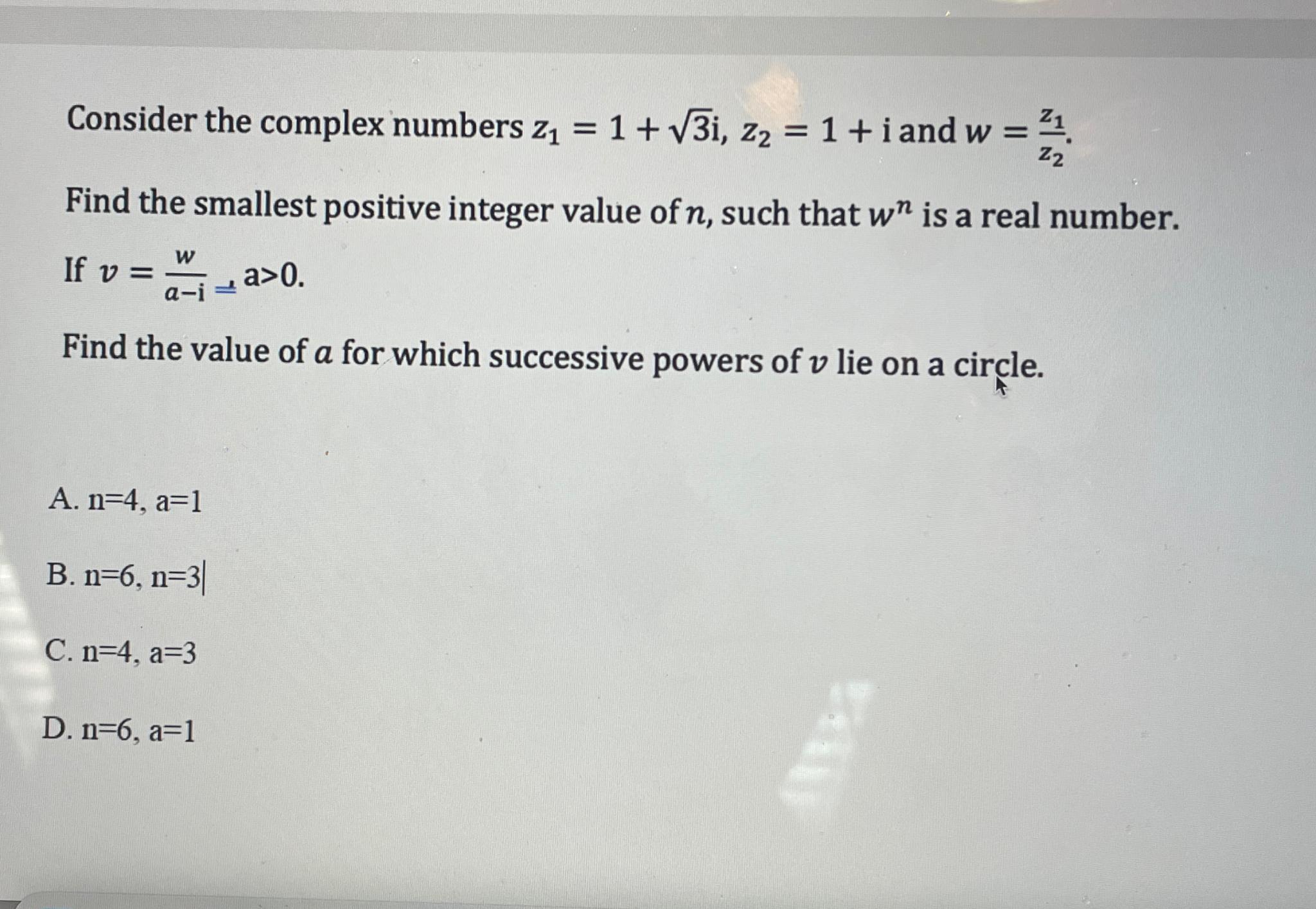 Solved Consider the complex numbers z1=1+32i,z2=1+i and | Chegg.com