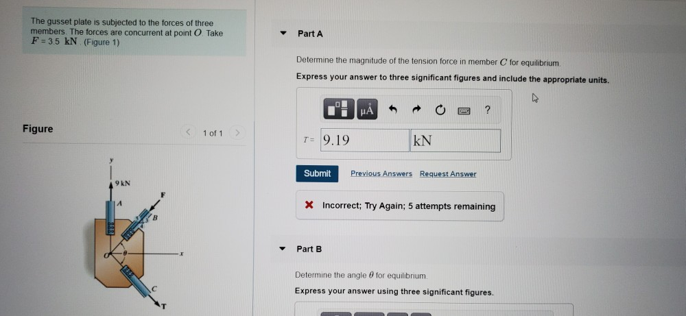Solved The gusset plate is subjected to the forces of three | Chegg.com