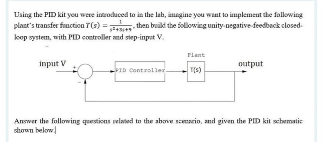 Solved Using the PID kit you were introduced to in the lab, | Chegg.com
