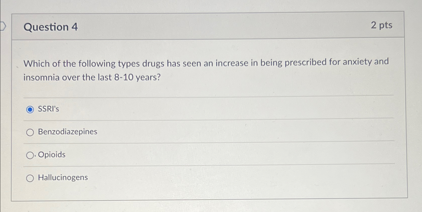 Solved Question 42 ﻿ptsWhich of the following types drugs | Chegg.com