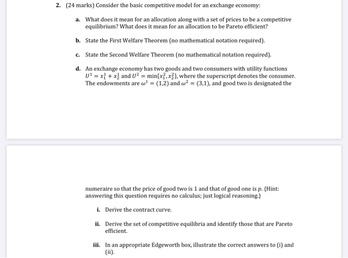 Solved 2. (24 marks) Consider the basic competitive model | Chegg.com