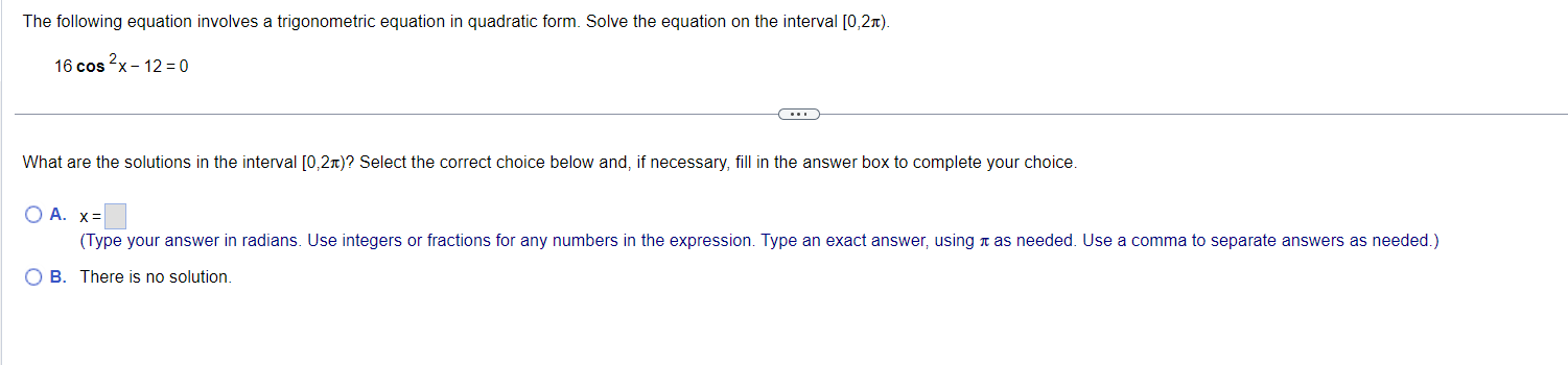 Solved The following equation involves a trigonometric | Chegg.com