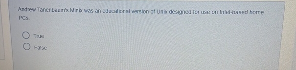 Solved Andrew Tanenbaum's Minix was an educational version | Chegg.com