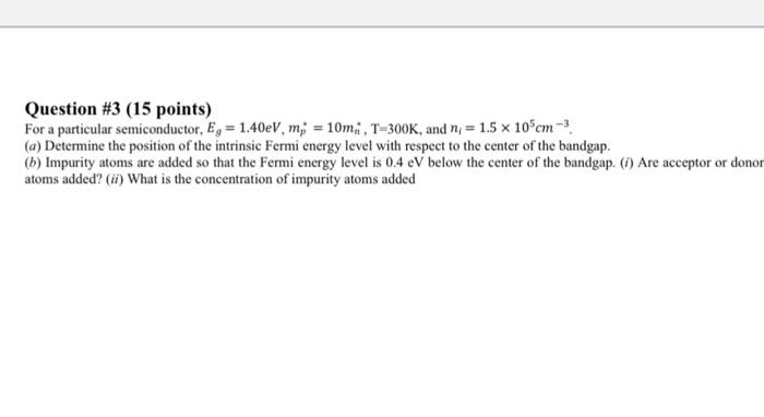Question #3 (15 points) For a particular | Chegg.com