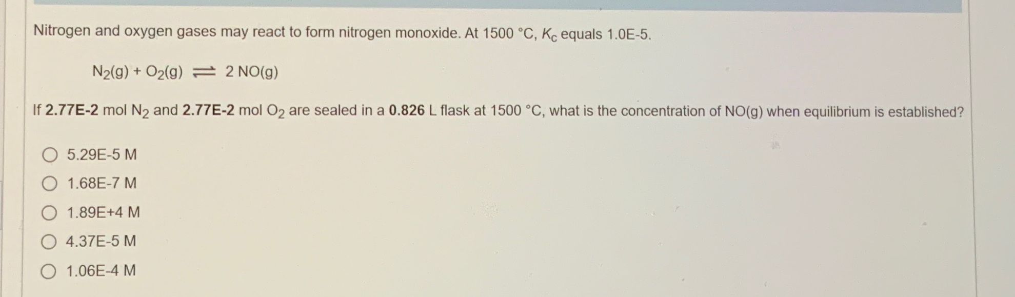 Solved Nitrogen and oxygen gases may react to form nitrogen | Chegg.com