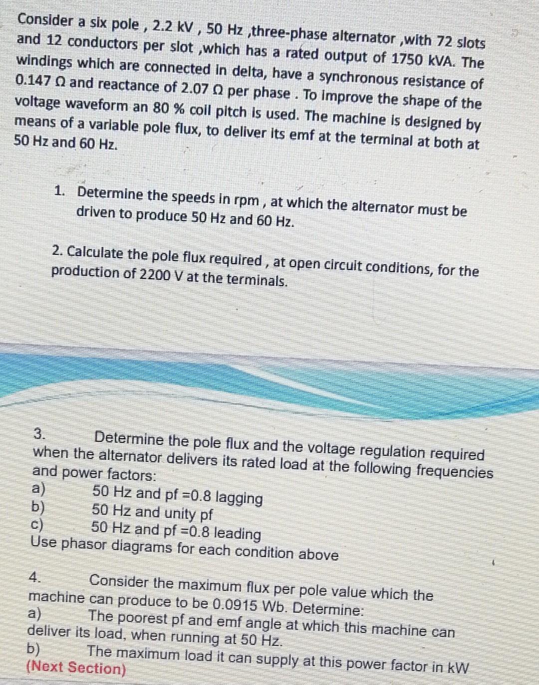 Solved Consider a six pole, 2.2kV,50 Hz, three-phase | Chegg.com