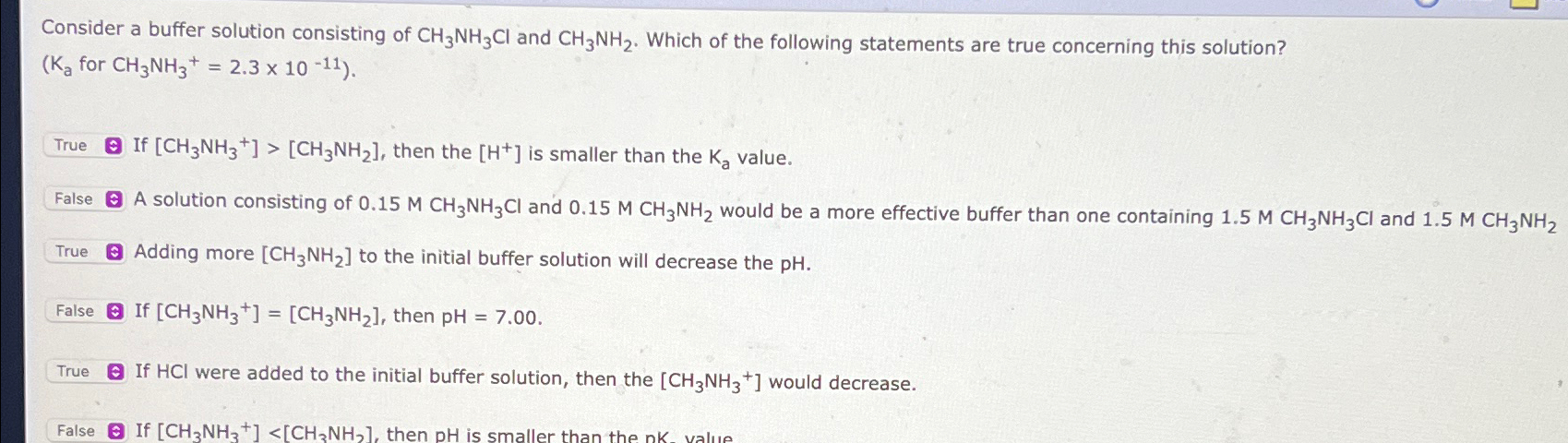 Solved Consider a buffer solution consisting of CH3NH3Cl | Chegg.com