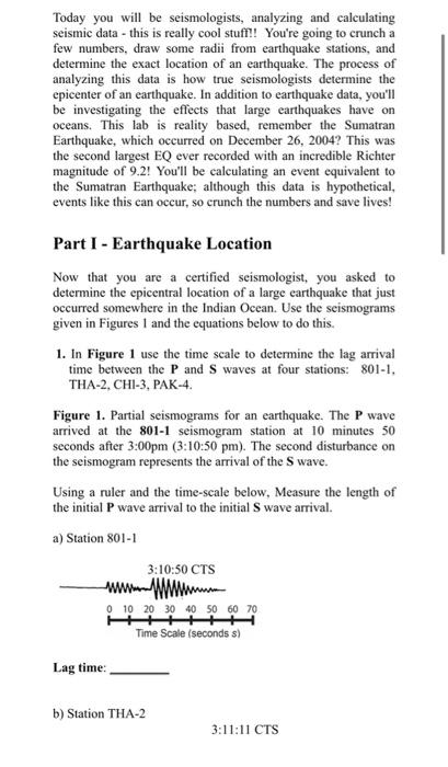 Solved Today you will be seismologists, analyzing and | Chegg.com