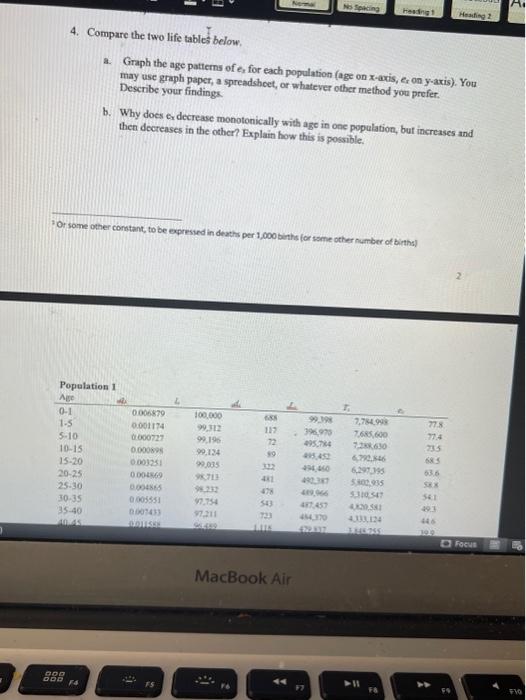 1. Below is a life table. Sometblank cells (A−H) have | Chegg.com