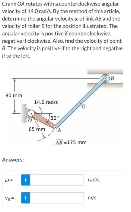 Solved Crank OA rotates with a counterclockwise angular | Chegg.com