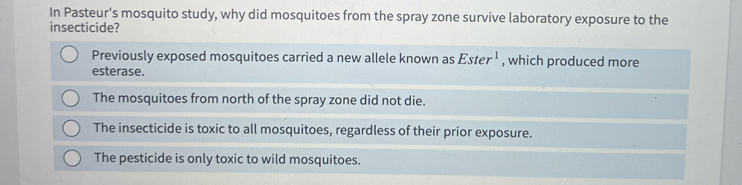 Solved In Pasteur's mosquito study, why did mosquitoes from | Chegg.com