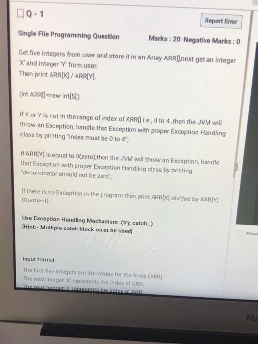 Solved W Q-1 Report Error Single File Programming Question | Chegg.com