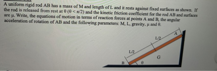 Solved A uniform rigid rod AB has a mass of M and length of | Chegg.com