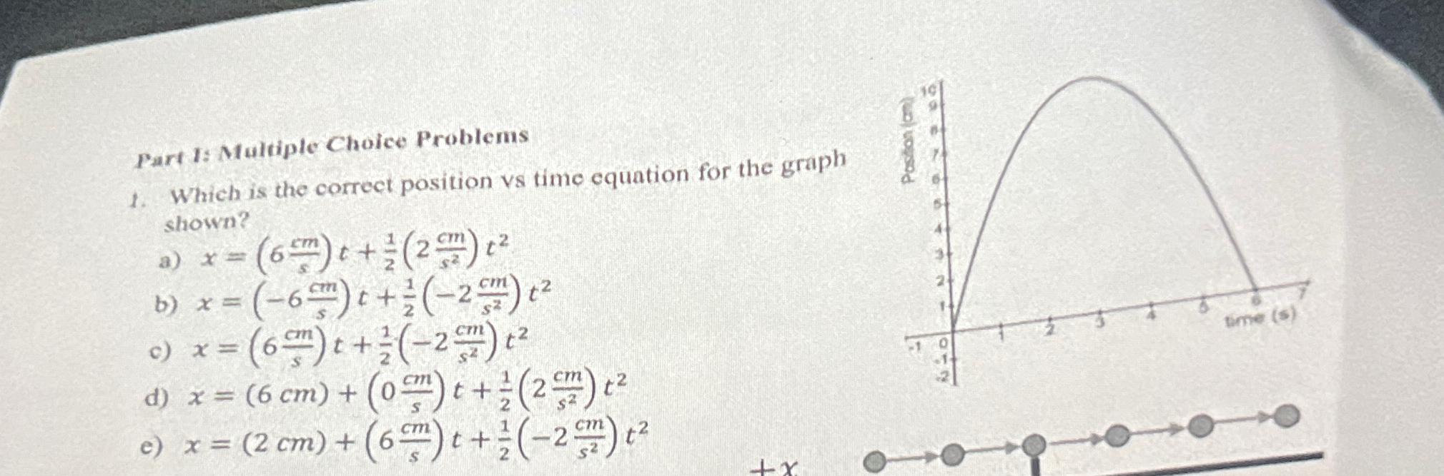 Solved Part I: Multiple Choice ProblemsWhich is the correct | Chegg.com