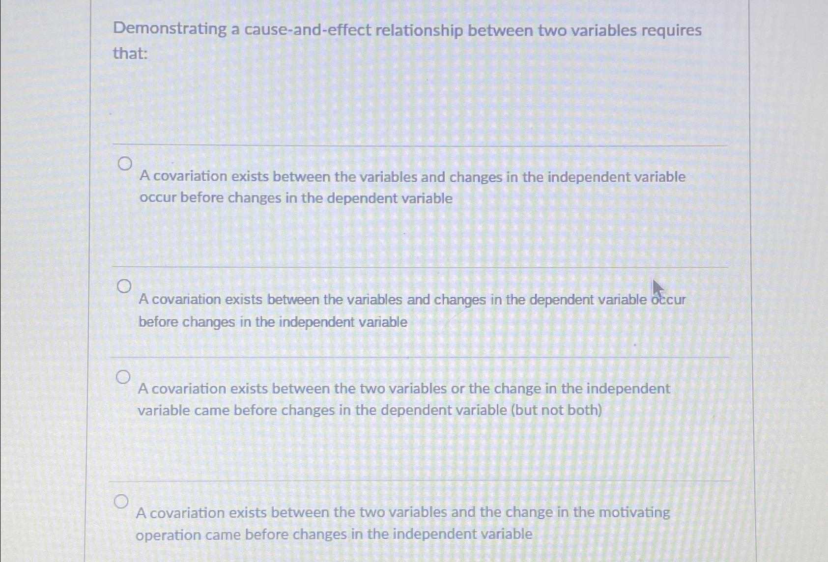Solved Demonstrating a cause-and-effect relationship between | Chegg.com