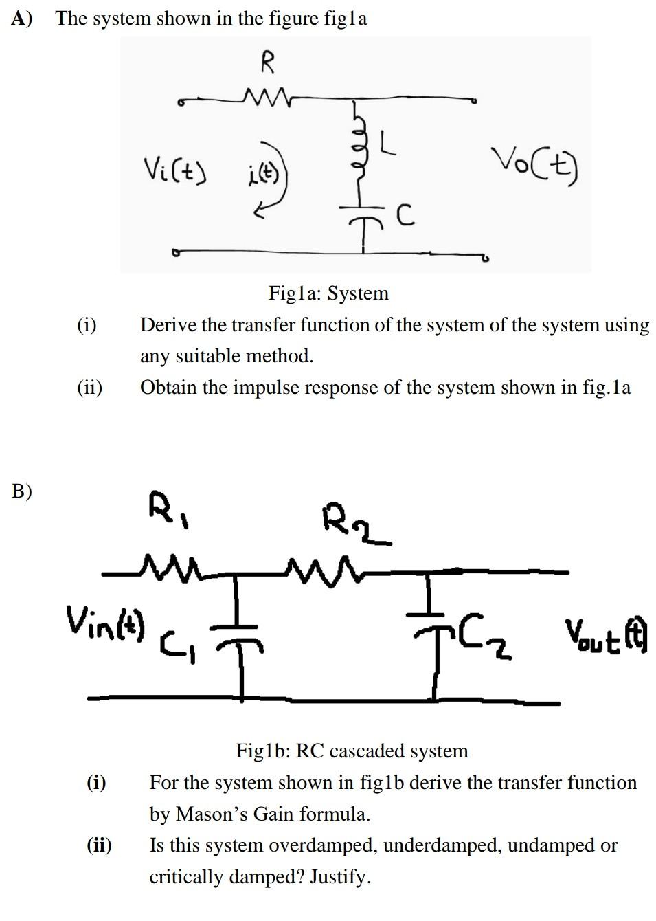Solved Figlb: RC cascaded system (i) For the system shown in | Chegg.com
