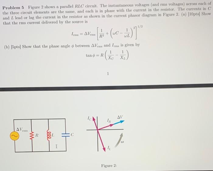 Solved Problem 5 Figure 2 shows a parallel RLC circuit. The | Chegg.com