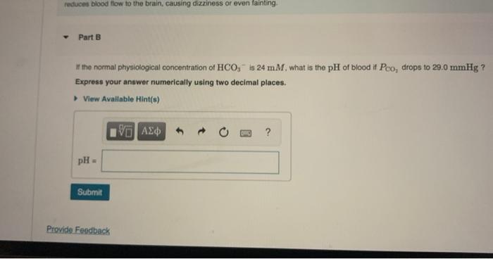 Solved If the normal physiological concentration of HCO3−is | Chegg.com