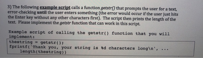 Solved 3 The Following Example Script Calls A Function 7864