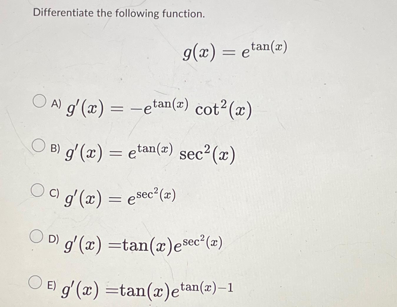 Solved Differentiate the following | Chegg.com