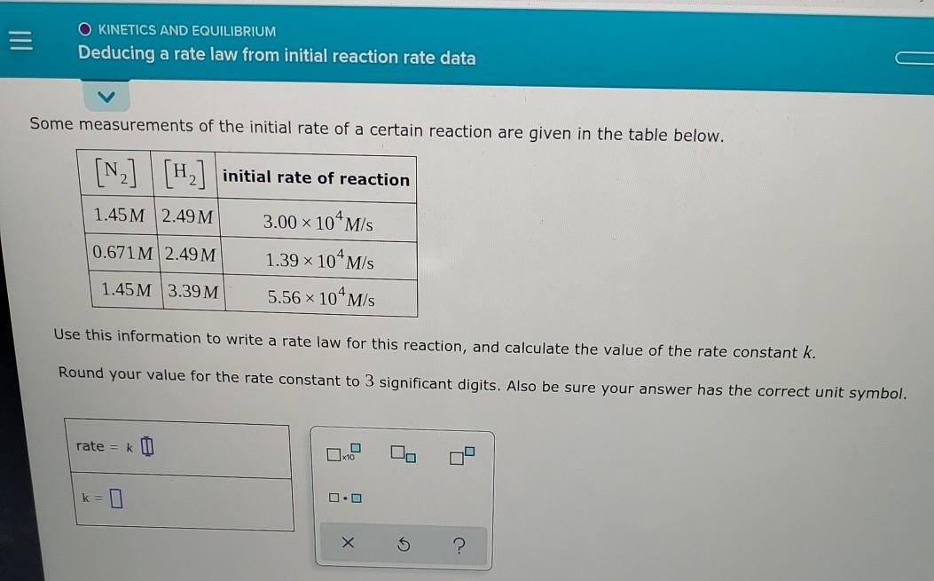 Solved O KINETICS AND EQUILIBRIUM Deducing a rate law from | Chegg.com