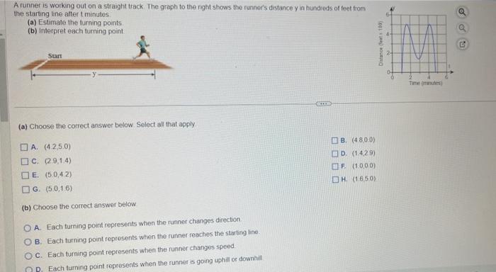Solved A runner is workng out on a straight track. The graph | Chegg.com