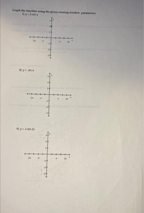 Solved Craph the function using the given viewing window | Chegg.com