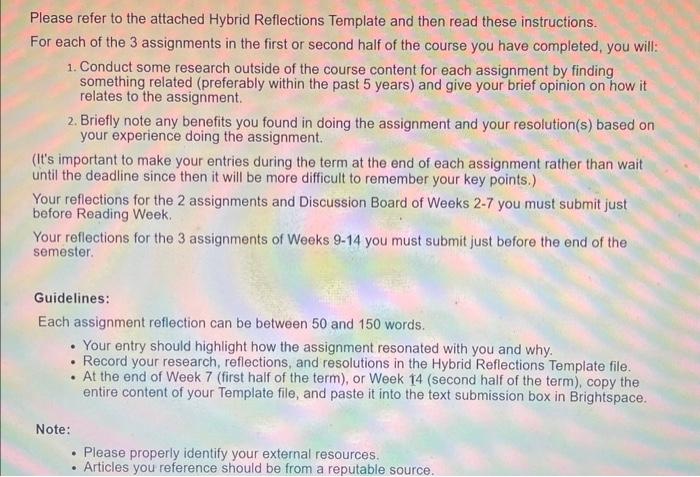 Please refer to the attached Hybrid Reflections | Chegg.com