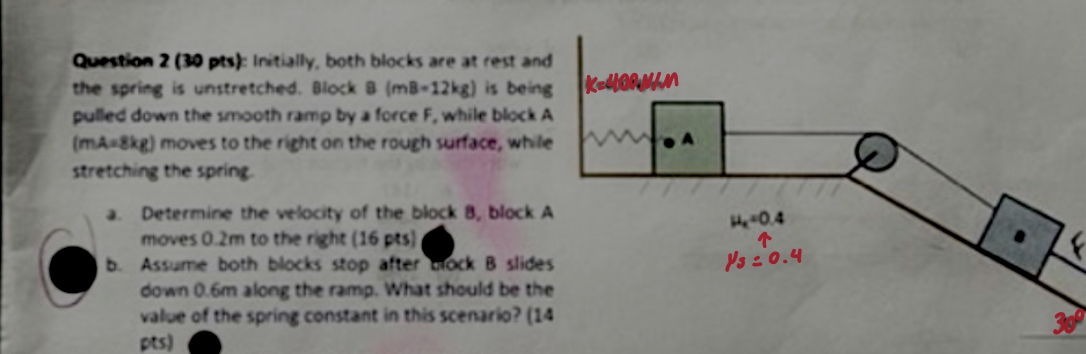 Solved Question 2 (30 ﻿pts): Initially, both blocks are at | Chegg.com