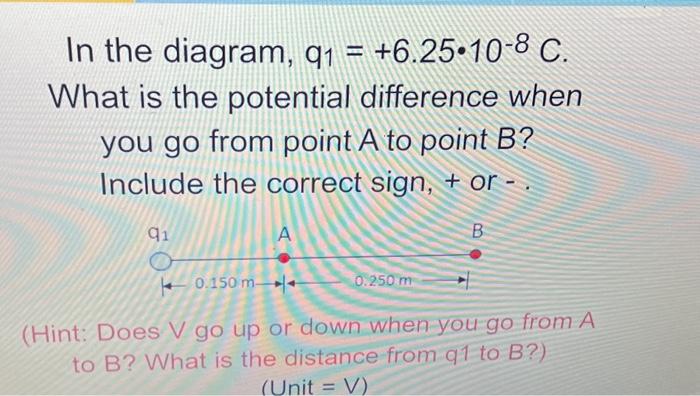 Solved In the diagram, q1=+6.25⋅10−8C. What is the potential | Chegg.com