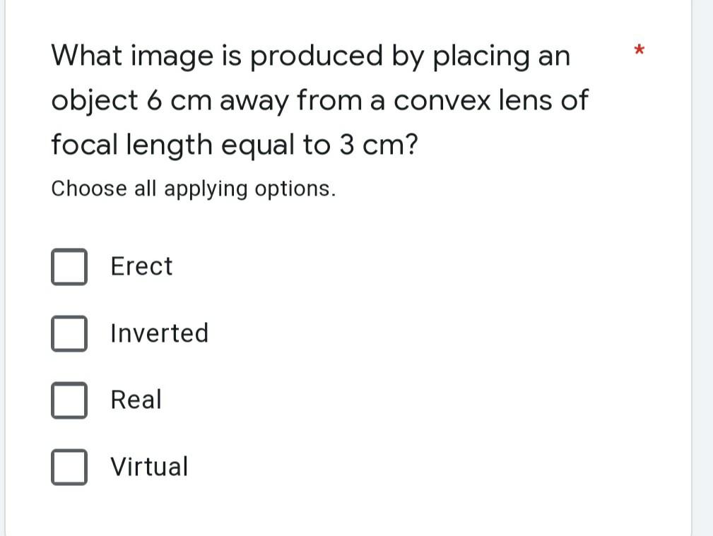 Solved What image is produced by placing an object 6 cm away | Chegg.com