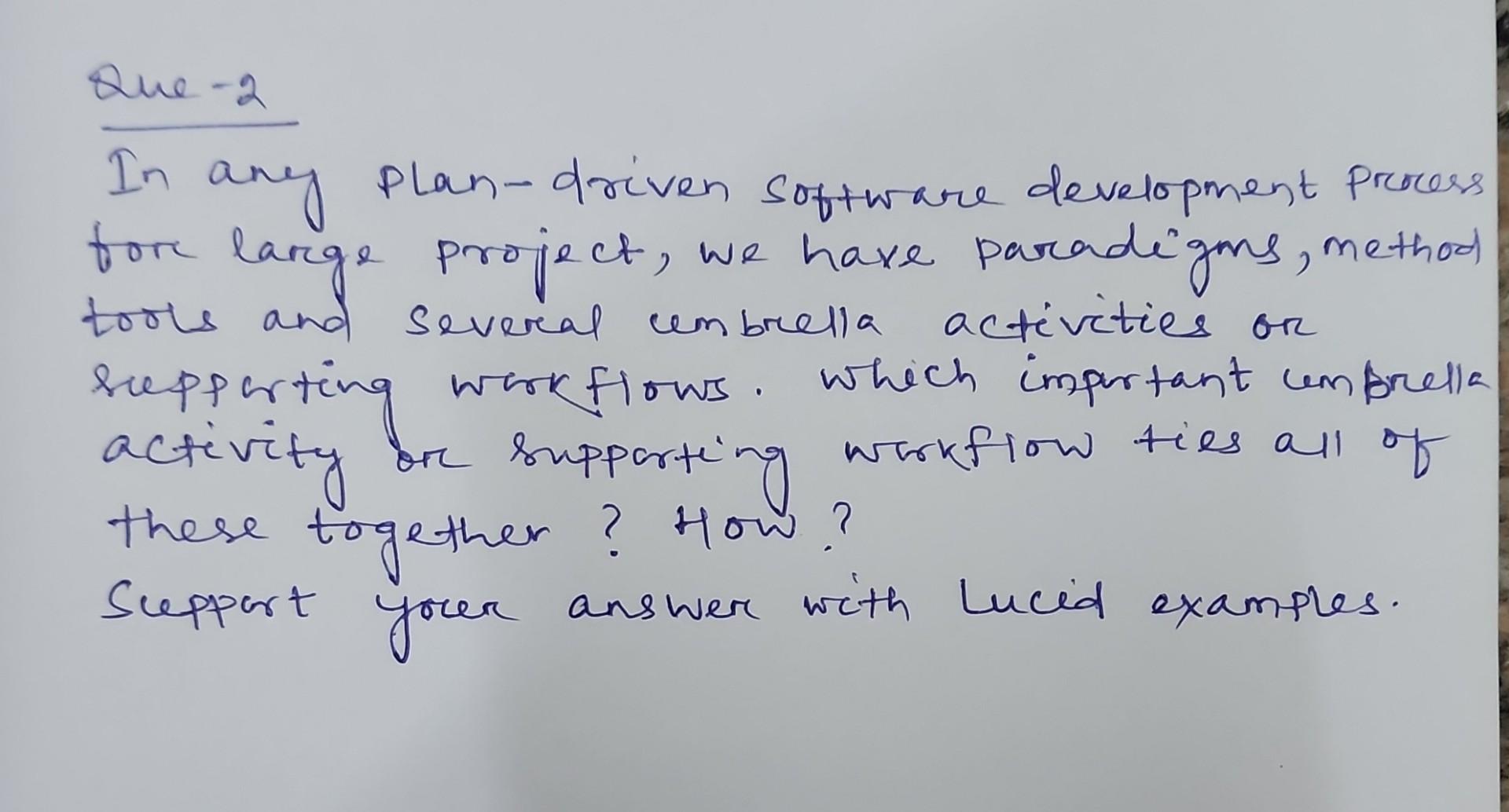 Solved In any plan-driven software development process for | Chegg.com