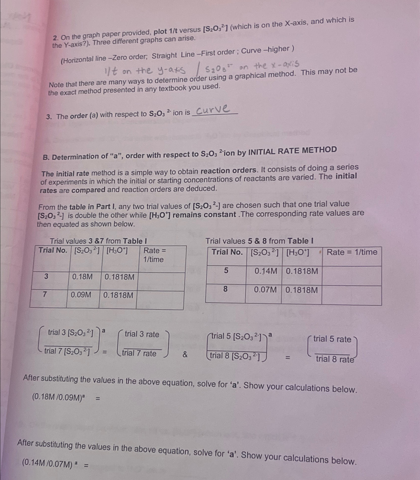 Solved On the graph paper provided, plot 1t ﻿versus | Chegg.com
