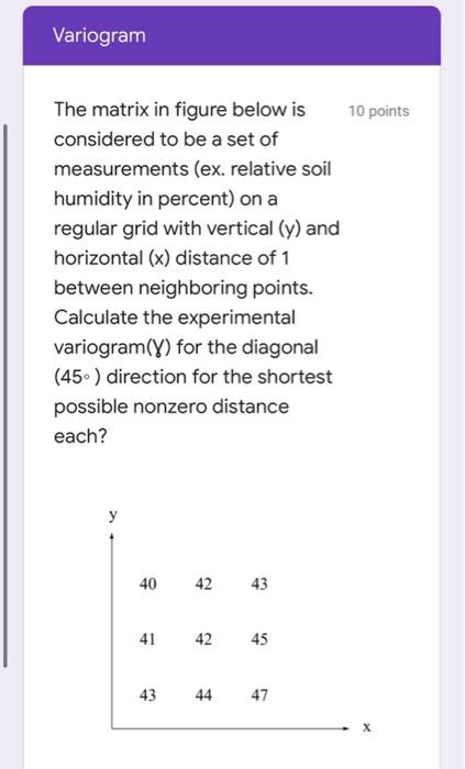 Solved Variogram 10 points The matrix in figure below is | Chegg.com