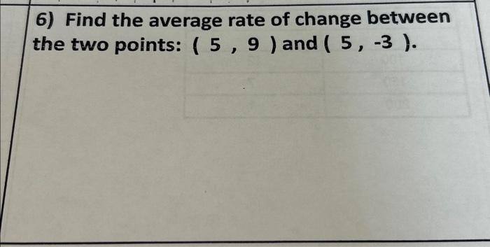 Solved 6) Find the average rate of change between the two | Chegg.com