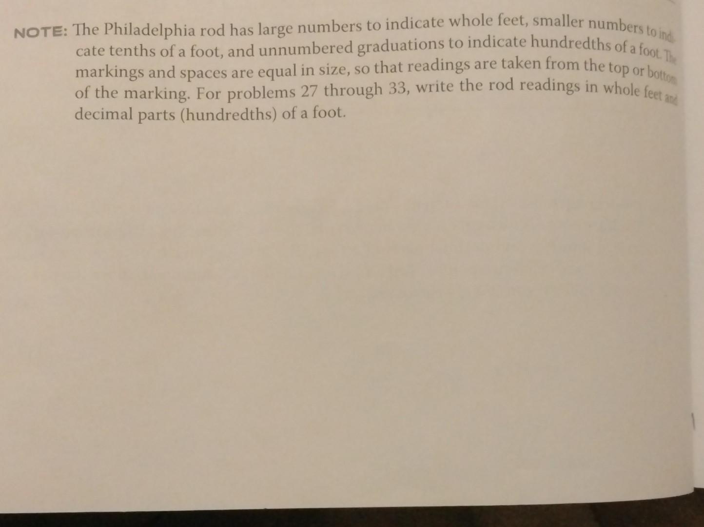 Solved NOTE: The Philadelphia rod has large numbers to | Chegg.com