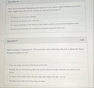 Solved Question 8What do the abundant Paleogene gravel | Chegg.com