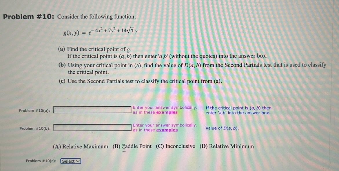 Solved Problem #10: Consider the following | Chegg.com
