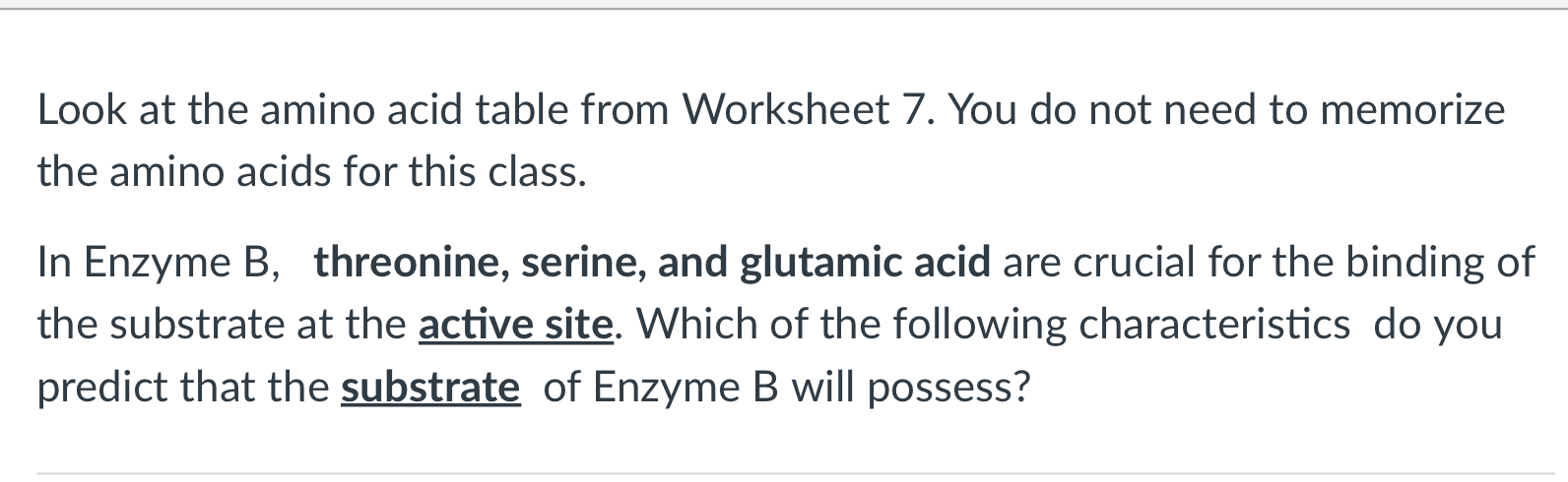 Solved Look at the amino acid table from Worksheet 7. ﻿You | Chegg.com