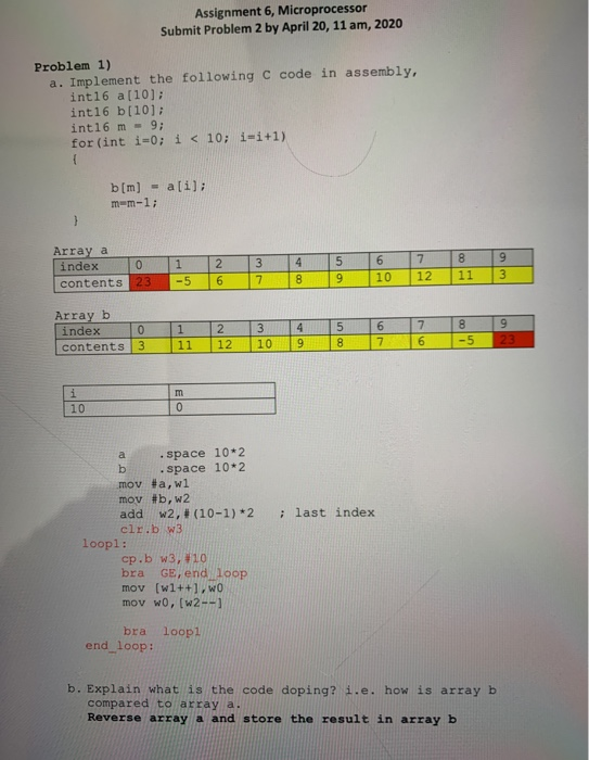 Assignment 6, Microprocessor Submit Problem 2 by | Chegg.com