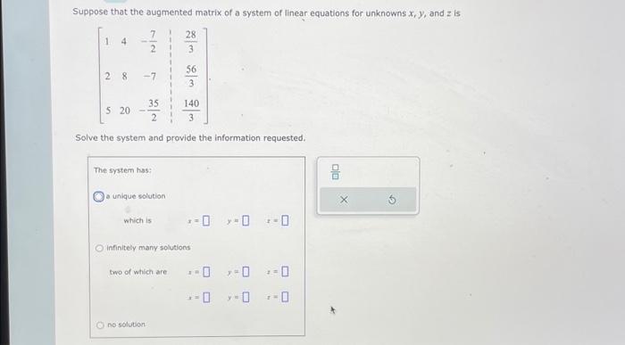 Solved Suppose that the augmented matrix of a system of | Chegg.com