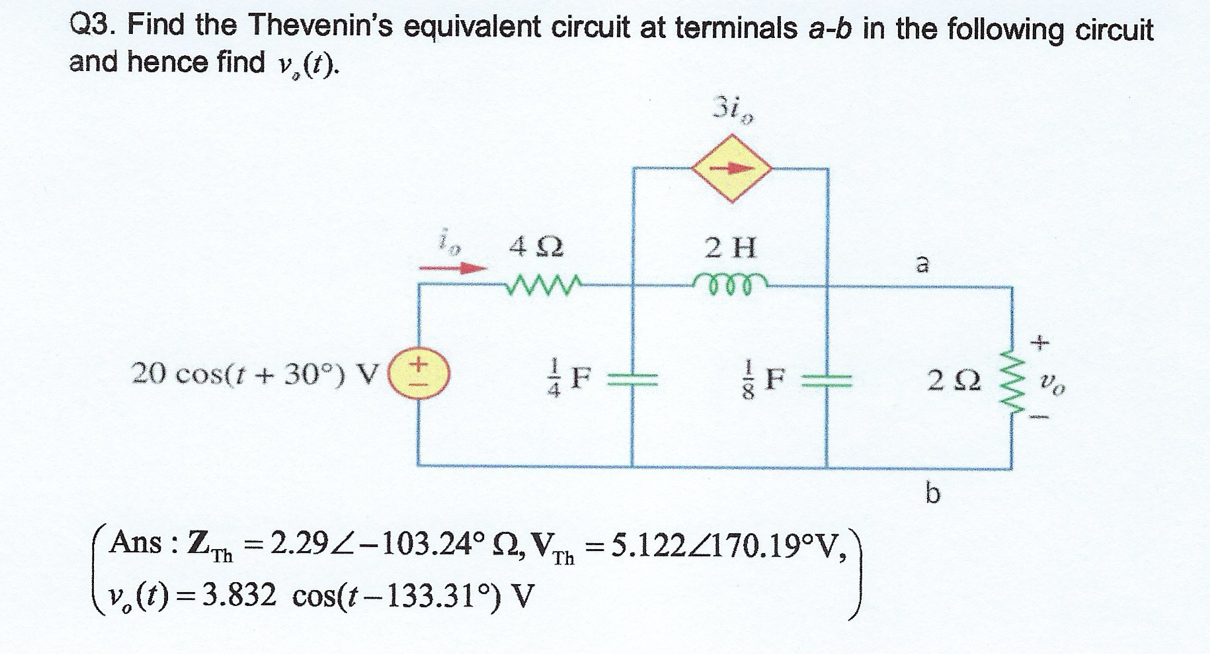 Solved Q3. ﻿Find the Thevenin's equivalent circuit at | Chegg.com