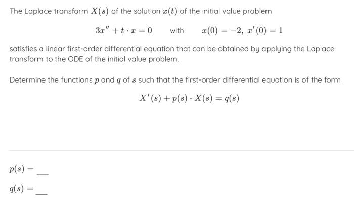 Solved The Laplace transform X(s) of the solution x(t) of | Chegg.com