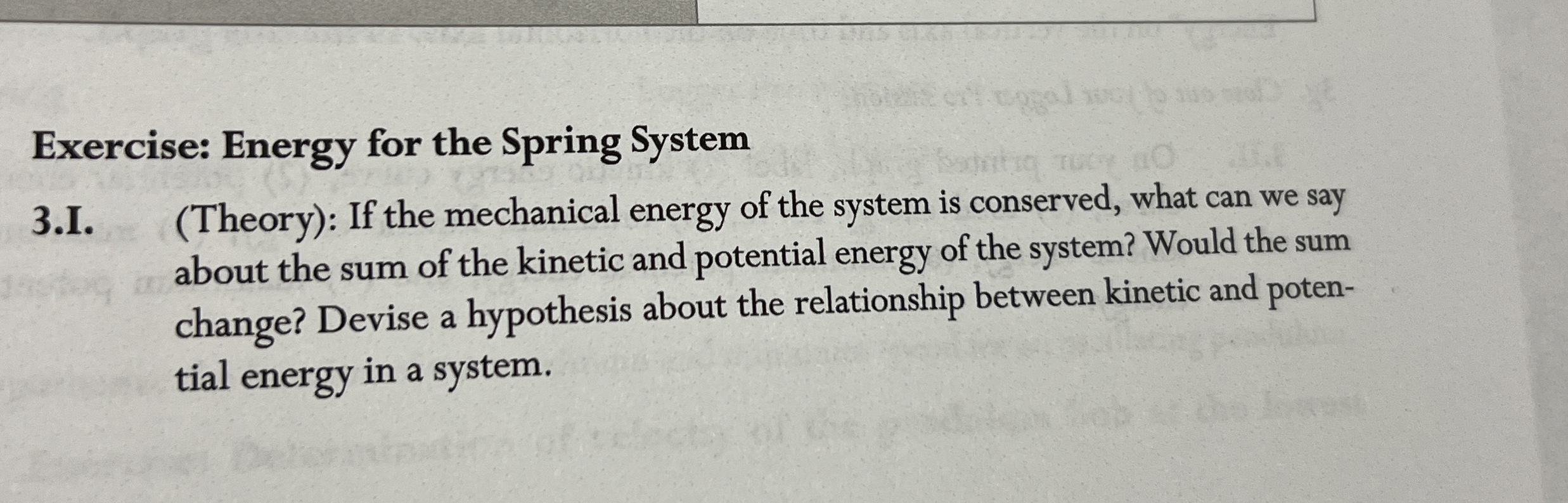 Solved Exercise: Energy for the Spring System3.I. (Theory): | Chegg.com
