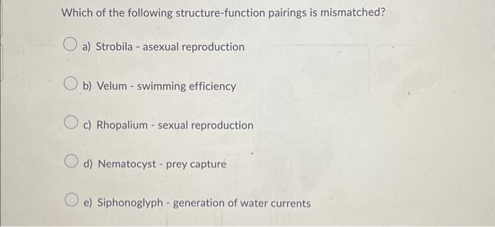 Solved Which of the following structure-function pairings is | Chegg.com