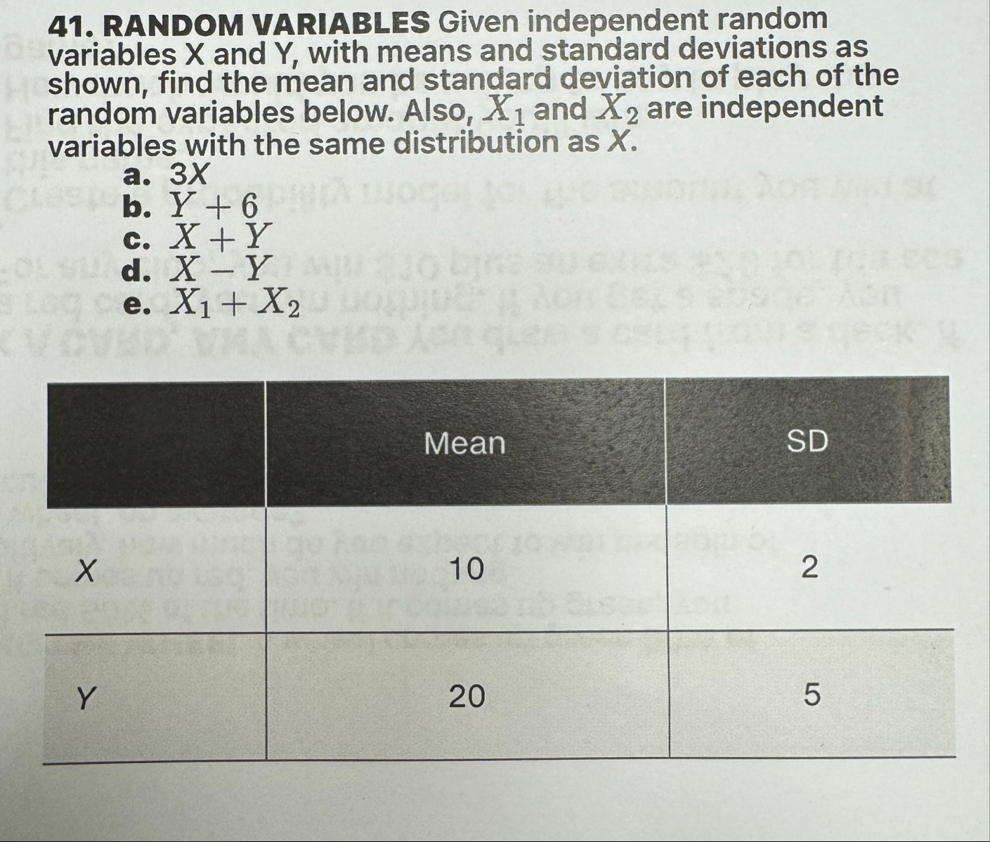Solved RANDOM VARIABLES Given independent random variables x | Chegg.com