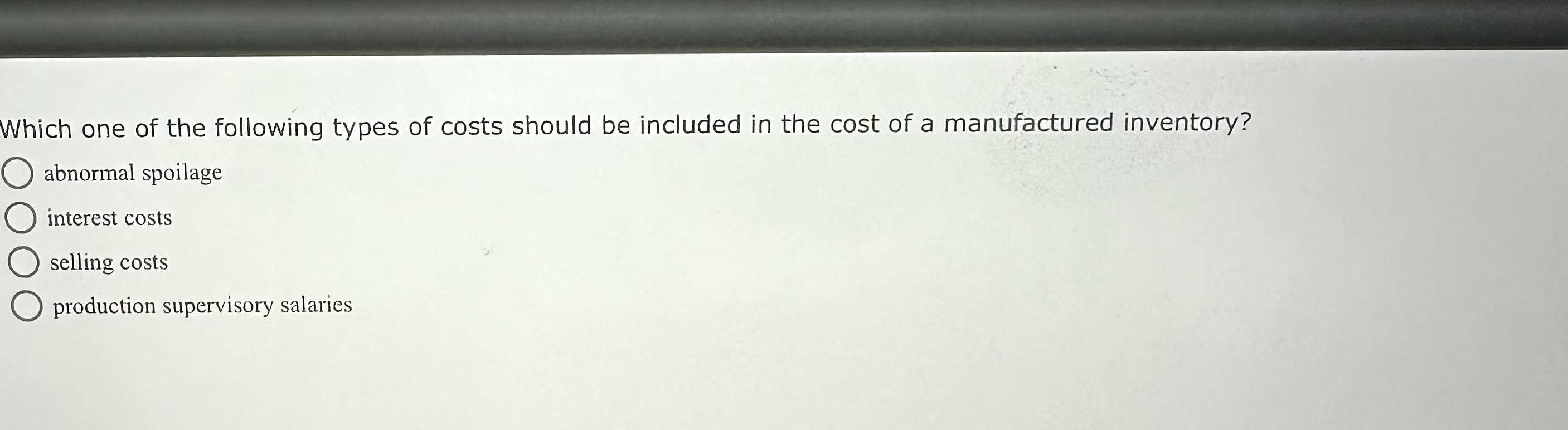 Solved Which one of the following types of costs should be | Chegg.com